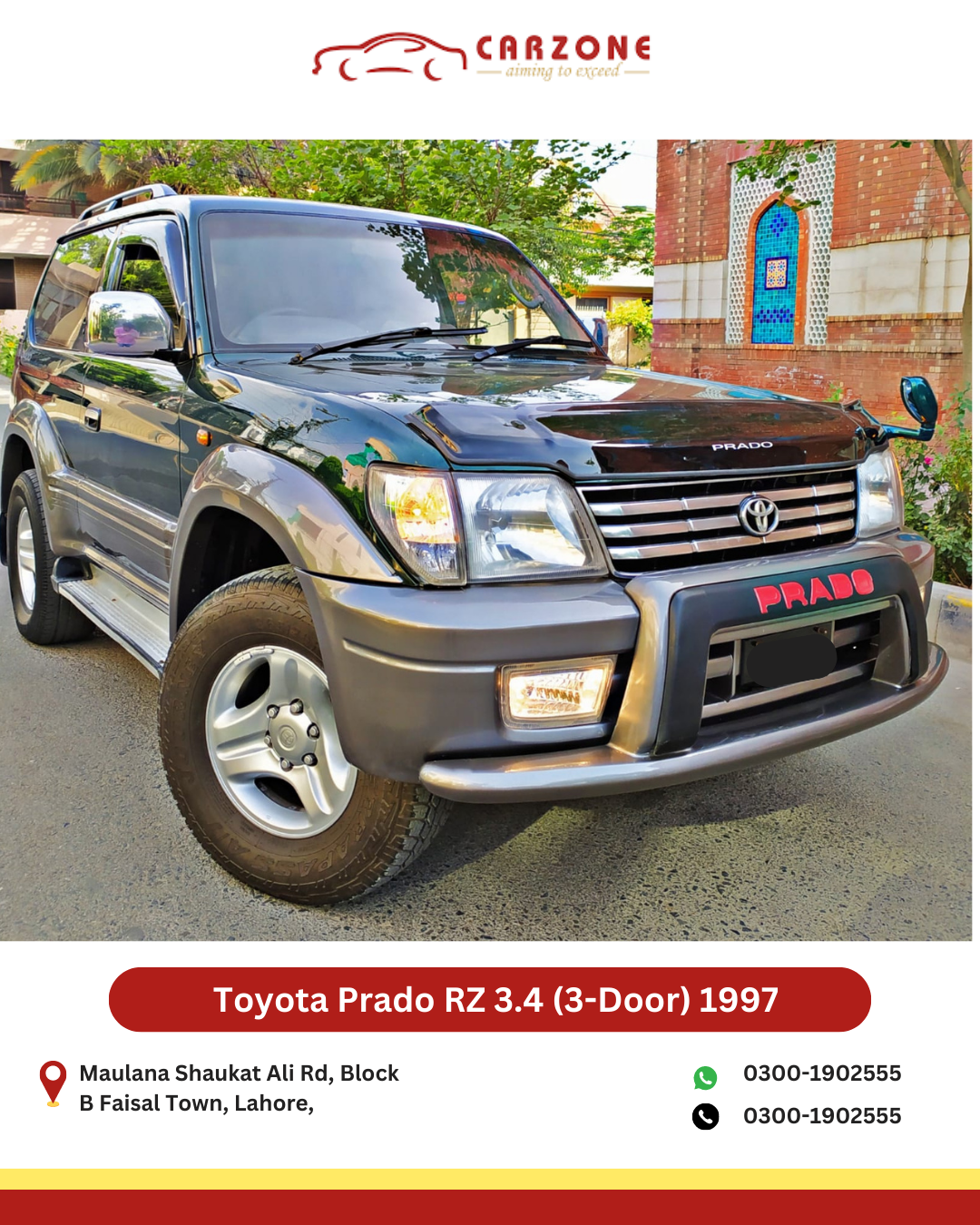 Toyota Prado RZ 3.4 (3-Door) 1997 for sale in lahore - Car Zone